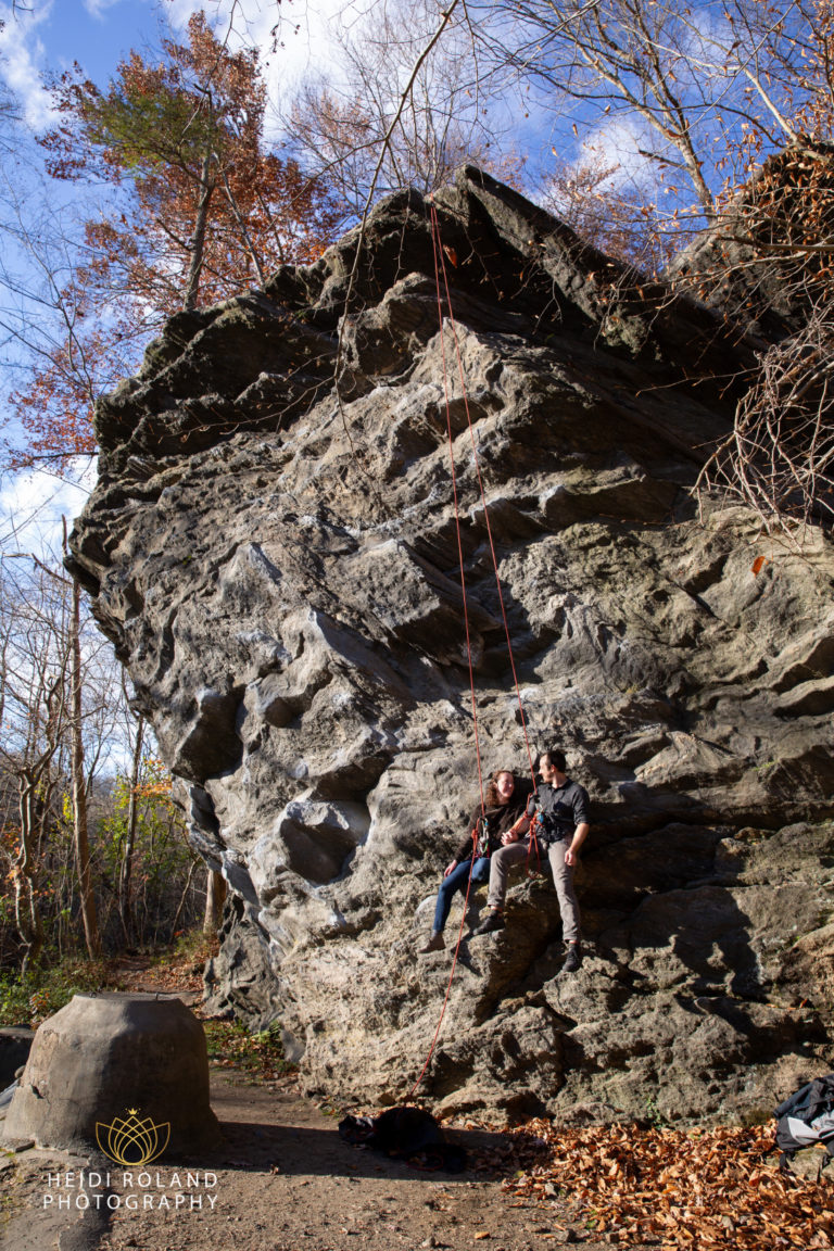 Philadelphia Rock Climbing Engagement Session Wissahickon Valley Park