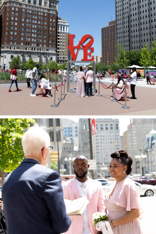 Small Ceremony at Love Park Wedding Philadelphia PA